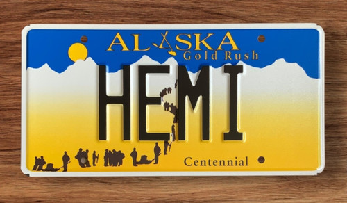 ALASKA GRAPHIC GOLD RUSH VANITY LICENSE PLATE " HEMI " HI PERFORMANCE ...