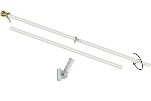 6ft Spinning Stabilizer Flag Pole & Bracket Kit (White) | eBay