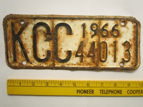 LICENSE PLATE Car Tag 1966 KANSAS CORPORATION COMMISSION KCC 44013 ...