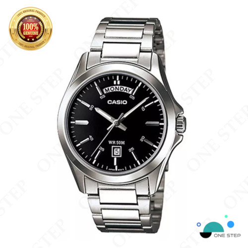 Casio Analog Silver Metal Band Black Men Watch MTP-1370D-1A1 Original ...