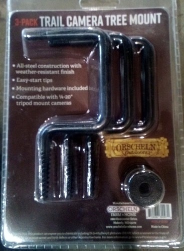 Black Hunting Game Trail Camera Tree Screw Mounts (x3) 1/4 20 Mount 3PK ...