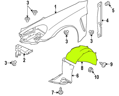 Porsche Panamera 10 - 16 OEM Fender Liner Splash Guard 97050412501 ...