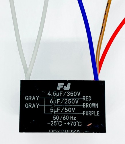 FJ CEILING FAN CAPACITOR CBB61 4.5uf+6uf+5uf 5 WIRE 350V | eBay