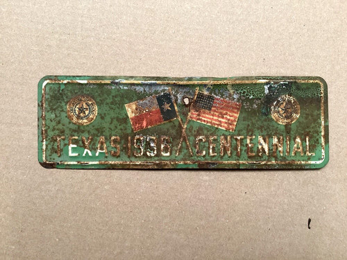 VINTAGE 1936 TEXAS CENTENNIAL LICENSE PLATE TOPPER BRENHAM TX. | eBay