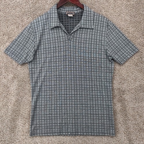 Vintage Ymla Shirt Mens M Grey Short Sleeve Check Casual Retro Club ...