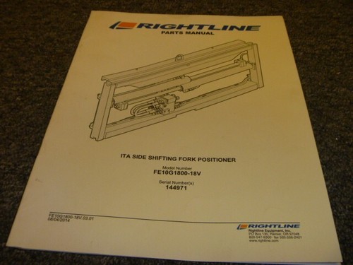 Rightline FE10G1800-18V ITA Side Shifting Fork Positioner Parts Manual ...