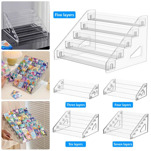 Card Display Rack 3-7 Tiers Clear Acrylic Sticker Stand for Vendors ...