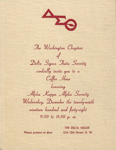 1948~Washington DC~Delta Sigma Theta Invitation Card~Honoring Alpha ...