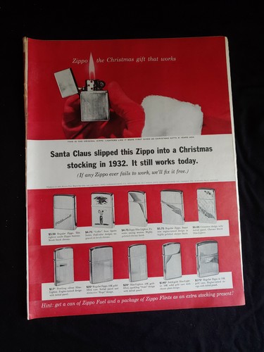 1963 VTG Orig Magazine Ad ZIPPO LIGHTER Santa Slipped Into A Christams ...