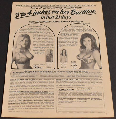 1973 Print Ad Mark Eden Bust Developer Sandra Wilder Kathy Spencer Breasts ATS | eBay