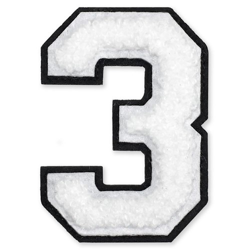 Number 3 Chenille Varsity Patch 2-1/2" Iron-On Embroidery DIY Applique ...