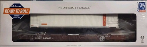 Athearn HO Scale 48' Husky Stack Car BNSF Railway #203003 w/XTRA 48 ...