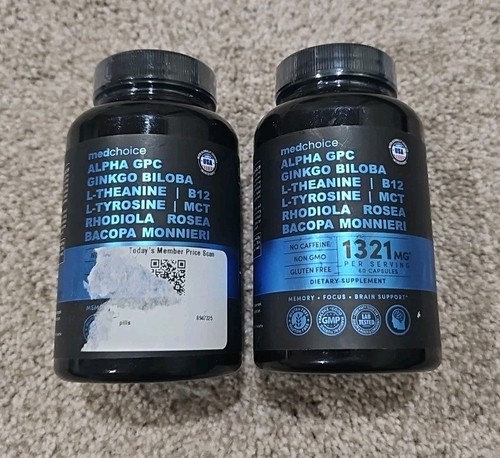 2x Med Choice Alpha Gpc Ginkgo Biloba L Theanine 1321 Mg 60 Ct Exp 2027 ...