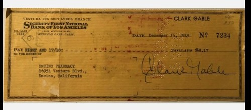 "GONE WITH THE WIND" CLARK GABLE signed check dated 1949 | eBay