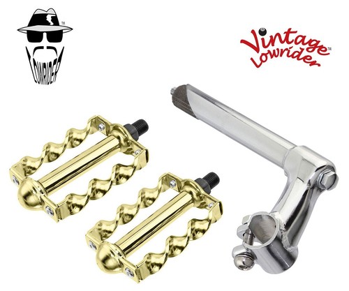 Vintage Lowrider Stem Classic 22.2 Chrome & Pedals Flat Twisted 1/2 ...
