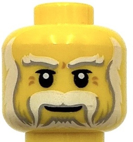 Lego New Yellow Minifigure Head Beard Light Bluish Gray and White Full ...