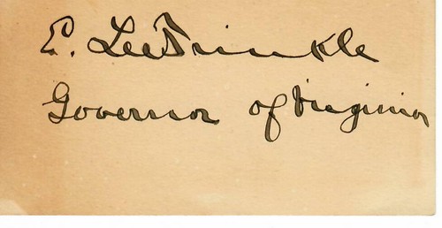 RARE! “49th Governor of Virginia" Elbert Lee Trinkle Hand Signed 3X5 ...