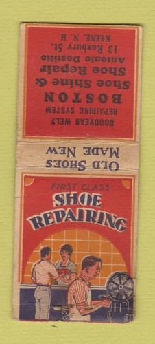 Matchbook Cover - Boston Shoe Shine Shoe Repair Keene NH WORN BOBTAIL ...