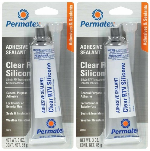 Permatex 80050 Clear RTV Silicone Adhesive Sealant 3 oz Tube, 2 Pack | eBay