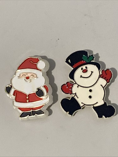 2 Vintage 1981 Hallmark "SANTA" and "SNOWMAN" Christmas Brooch Lapel ...