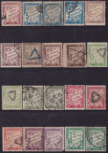 FRANCE 1884-1917 Postage due issues (shades + 30c orange) yv. D25-D50 ...