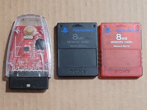 Lot of 2 8MB Sony Playstation 2 Memory Cards and 1 Dream Gear Wireless ...
