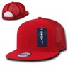 Solid Red Blank 5 Panel Mesh Flat Bill Snapback Trucker Baseball Ball ...