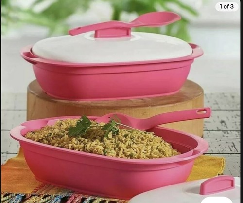 Tupperware Legacy Microwave Serving Oval Casserole Dish w/ Spoon Pink ...