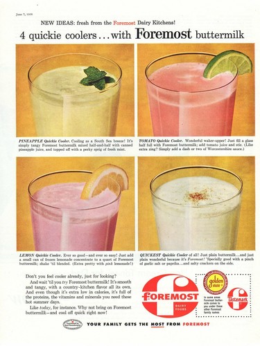 Vintage advertising print Dairy FOREMOST Milk buttermilk 4 quickie ...