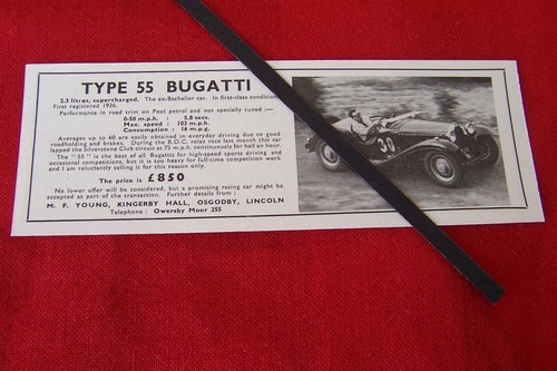 BUGATTI TYPE 55 EX. BACHELIER - 1950 ORIGINAL VINTAGE SALES ADVERT | eBay