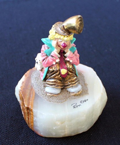 Vtg 1990 RON LEE Collector's Club Clown PALS 4 1/2" Sculpture on Onyx ...