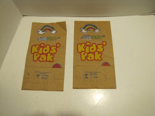 VTG LOT OF 2 SUBWAY KIDS MEAL EMPTY BAGS USED READ | eBay