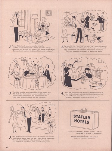 1952 Statler Hotels Vintage Print Ad -Cartoon Comic Strip | eBay