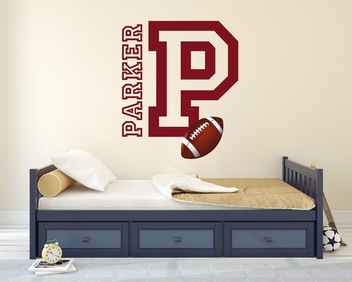 Custom Name & Initial Football Sports Kids Vinyl Wall Decal-Wall Decal ...