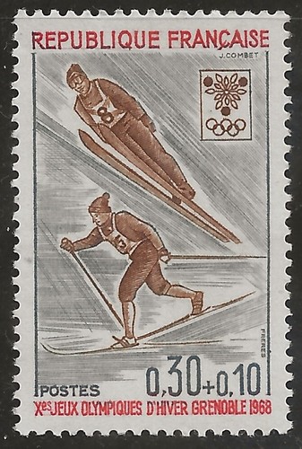 N° 1543** SERIE JEUX OLYMPIQUES D'HIVER A GRENOBLE - SKI (HAUT ET FOND) | eBay