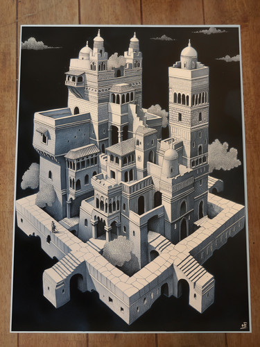 MC Escher Style Castle Op Art Poster 18x24in | eBay