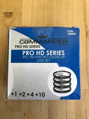 Commander Optics PRO HD 58mm 4PC Macro Close Up Lens Set NEW +1 +2 +4 ...