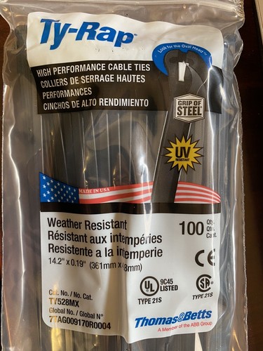 Thomas & Betts Ty-Rap TY528MX 14.2" 50lb UV Black 500 Count | eBay