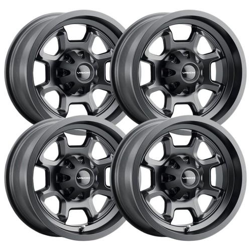 (Set-4) Vision ATV 415 Bomb 12x8 4x110 -10mm Matte Black Wheels Rims 12 ...