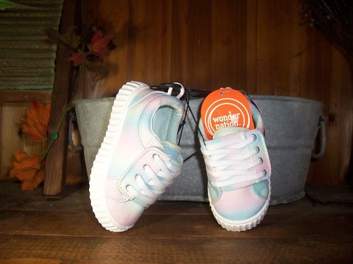 WONDER NATION GIRLS TODDLER LACED RAINBOW COLOR SHOES SIZE 6 PLAY ...