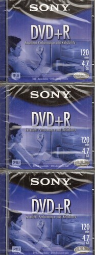 SONY DVD+R 120 MINUTE 4.7 GB LOT OF 3 NEW FACTORY SEALED | eBay
