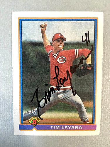 Tim Layana Autographed 1991 Bowman Topps Baseball Card #689 Reds Died ...