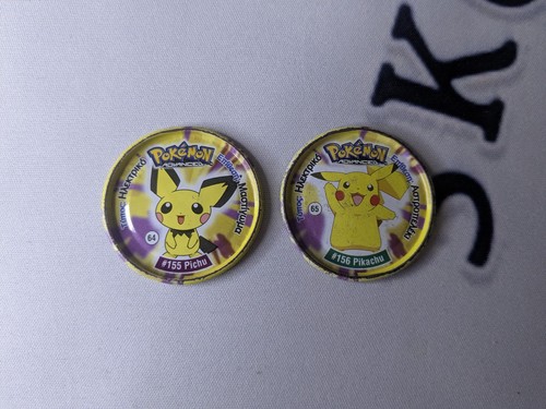 Pichu Pikachu Raichu Evolution Pokemon Advanced Metal Tazos | Rare 2004 ...