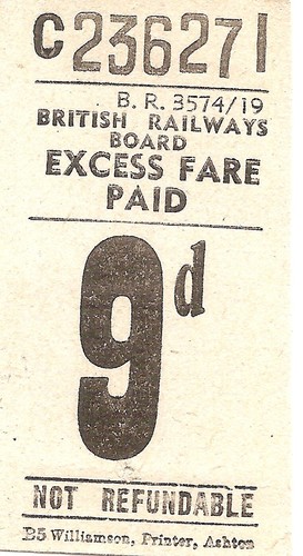 B.R.B. Bell Punch Ticket - 9d. Excess Fare Paid | eBay