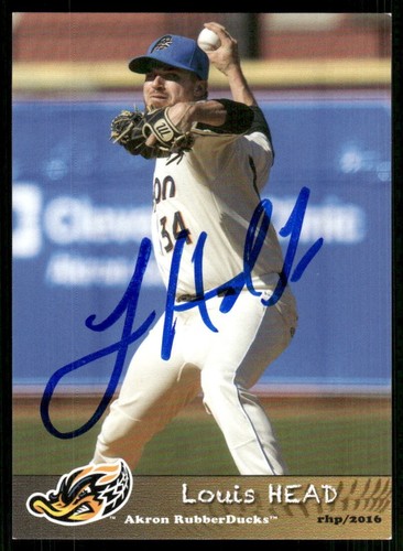 2016 Akron Rubberducks LOUIS HEAD Signed Card autograph auto INDIANS ...