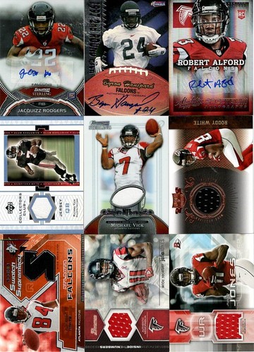 LOT OF 9 ATLANTA FALCONS AUTOGRAPH and GAME-USED RELIC FOOTBALL CARDS ...