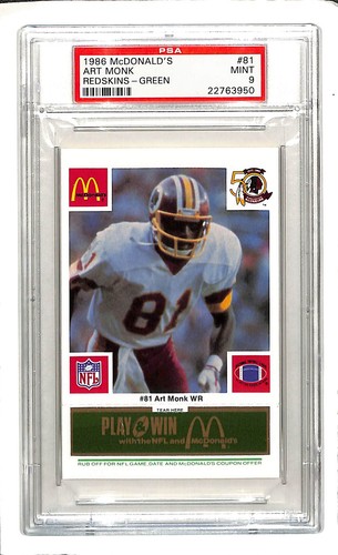 1986 McDonald's Art Monk Redskins Green #81 PSA 9 Mint | eBay