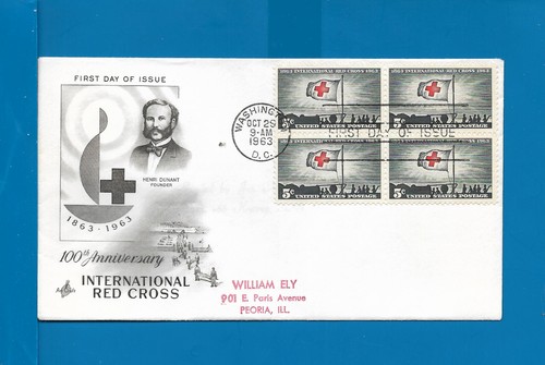 Scott 1239 International Red Cross BL4 Oct 29, 1963 Artcraft FDC CK1 | eBay
