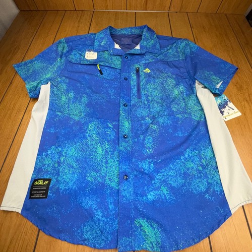 Loco Skailz Mens XXL Fishing Shirt Electric Blue Textured Short Sleeve ...