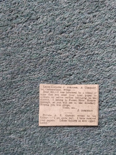 Sk166 Ephemera 1915 WW1 article Harrogate J Atkinson | eBay